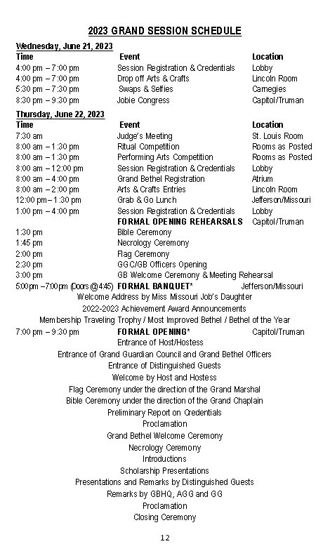 Grand Session 2023 Program – MISSOURI JOB'S DAUGHTERS