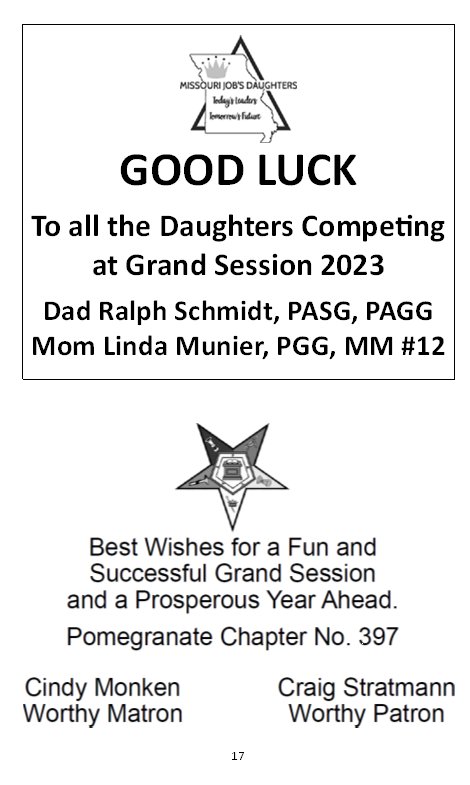 Grand Session 2023 Program – MISSOURI JOB'S DAUGHTERS